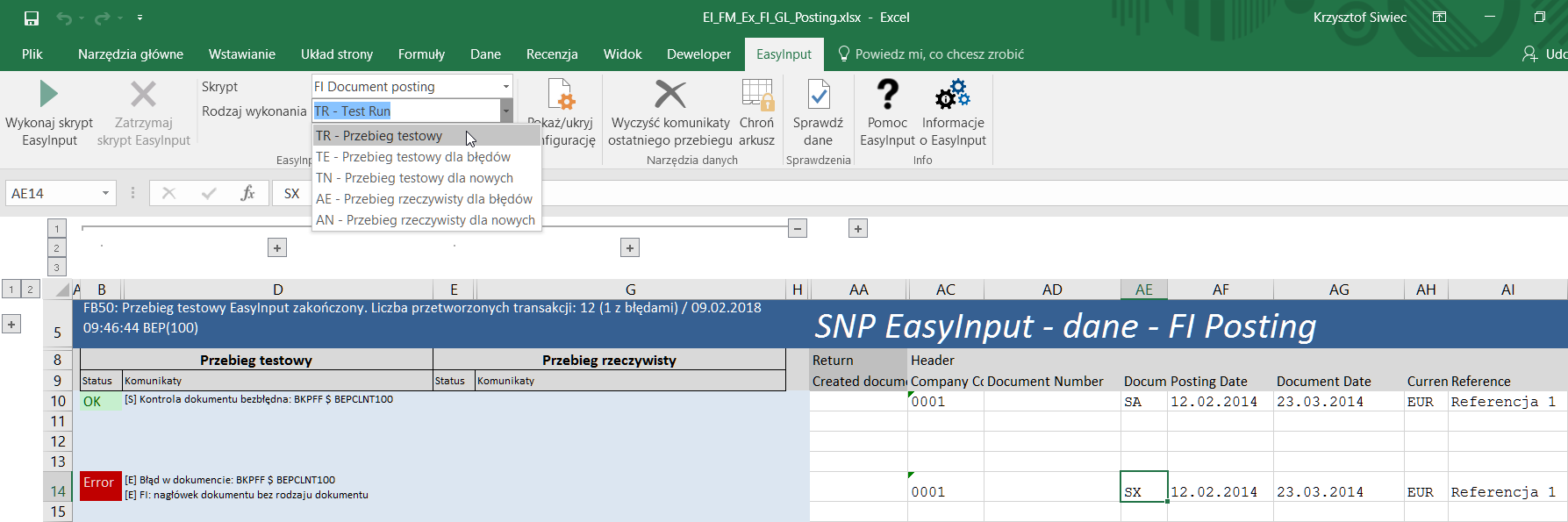 Integracja SAP i MS Excel | EasyInput | All for One Poland