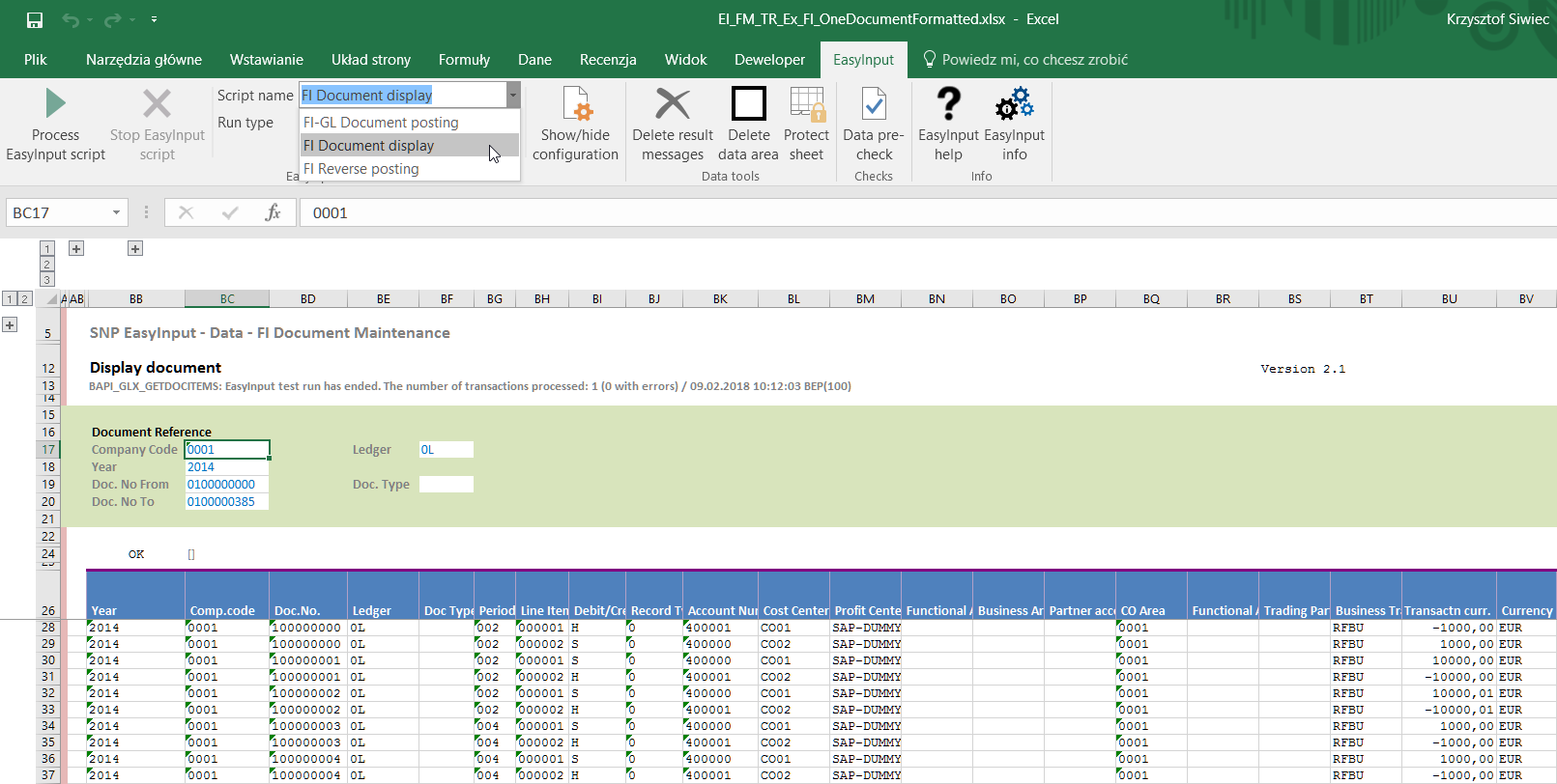 All for One EasyInput | SAP integration with MS Excel