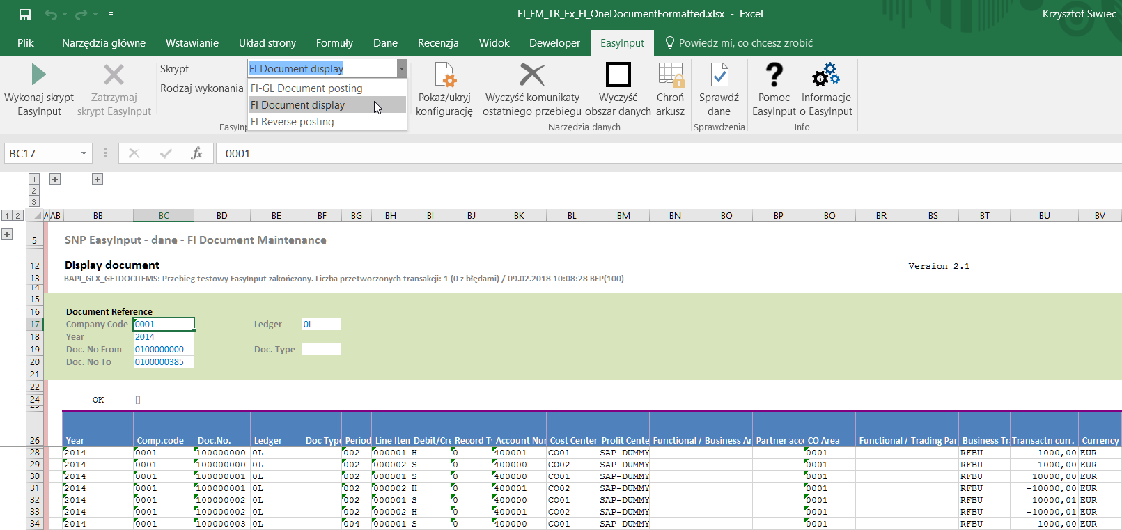 Integracja SAP i MS Excel | EasyInput | All for One Poland